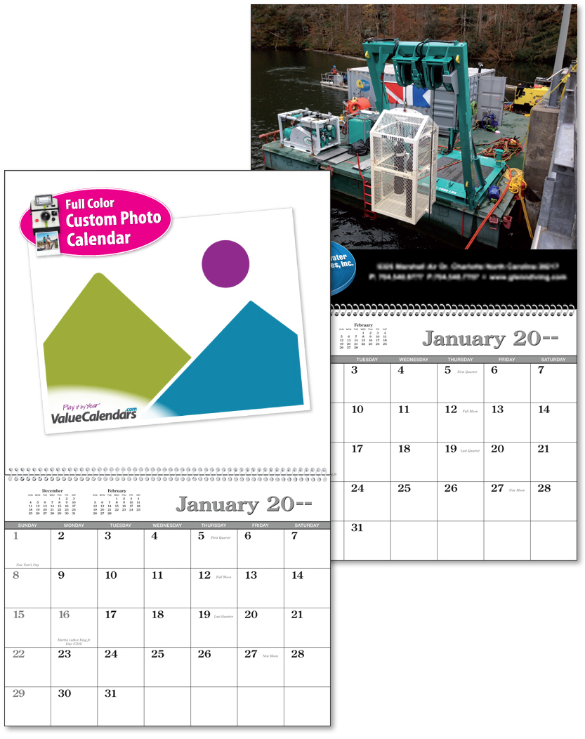 2017 Custom Single Image, Spiral Calendar | 11" x 18.5"; 11" x 10 ...