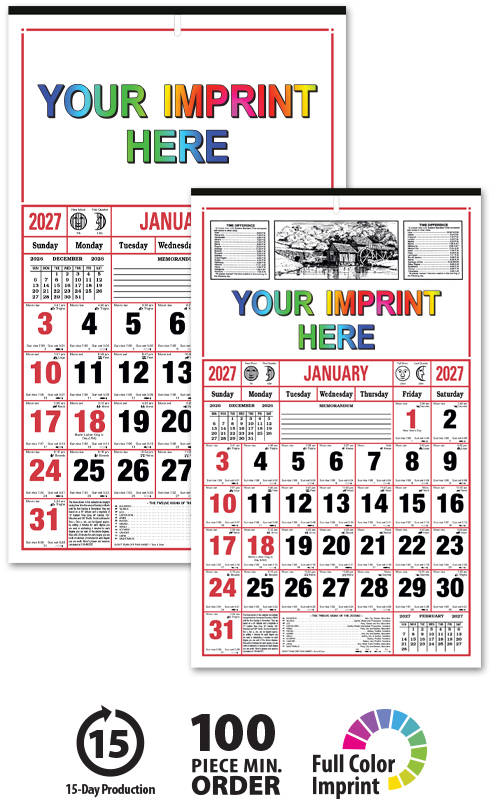 Almanac Calendar, 11.5 x 19 (8-Sheet) | ValueCalendars.com