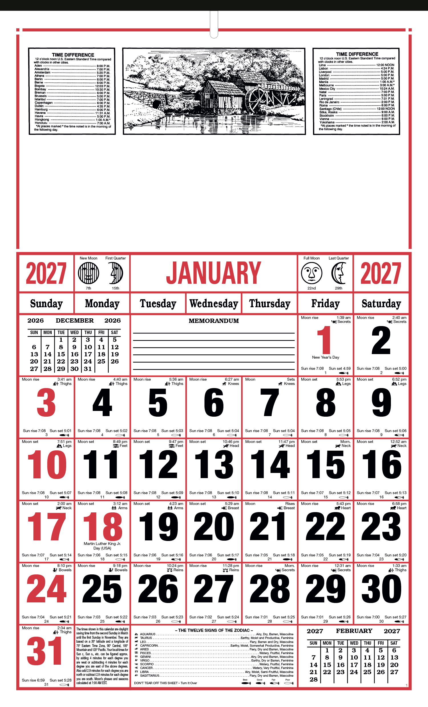 Almanac Calendar, 11.5 x 19 (8-Sheet) | ValueCalendars.com