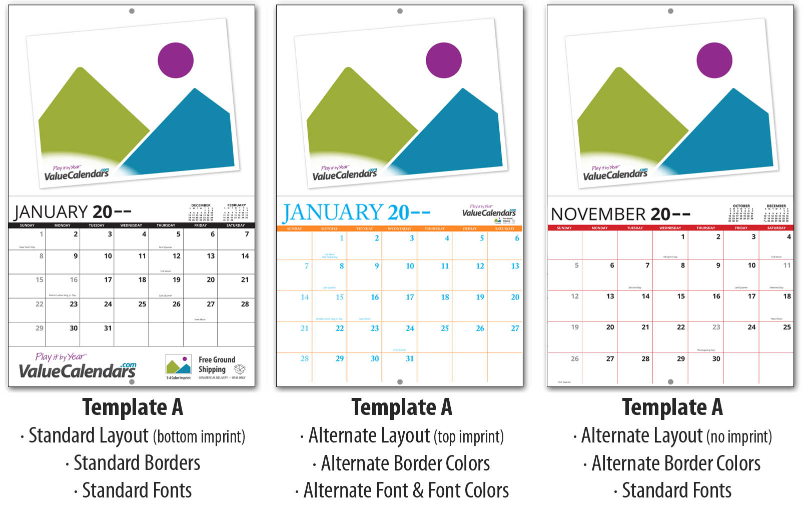 2017 13 Month Custom Photo Calendar, Stapled | 11" x 17"; 8.5" x 11 ...