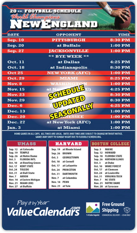 2017 Magnetic Pro Football Schedule (Small) Calendar | 3.5" x 6" Custom ...