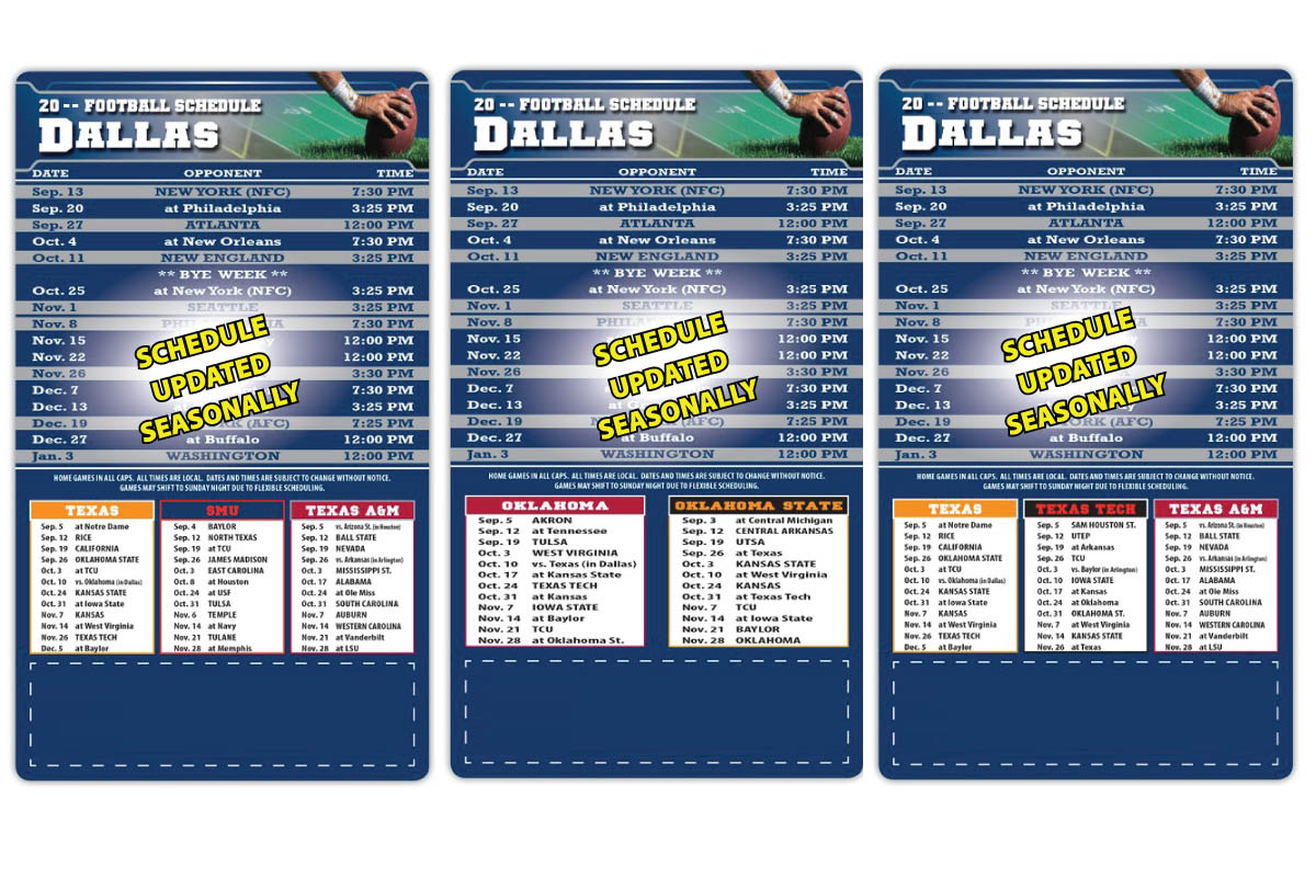 2017 Magnetic Pro Football Schedule (Small) Calendar | 3.5" x 6" Custom ...