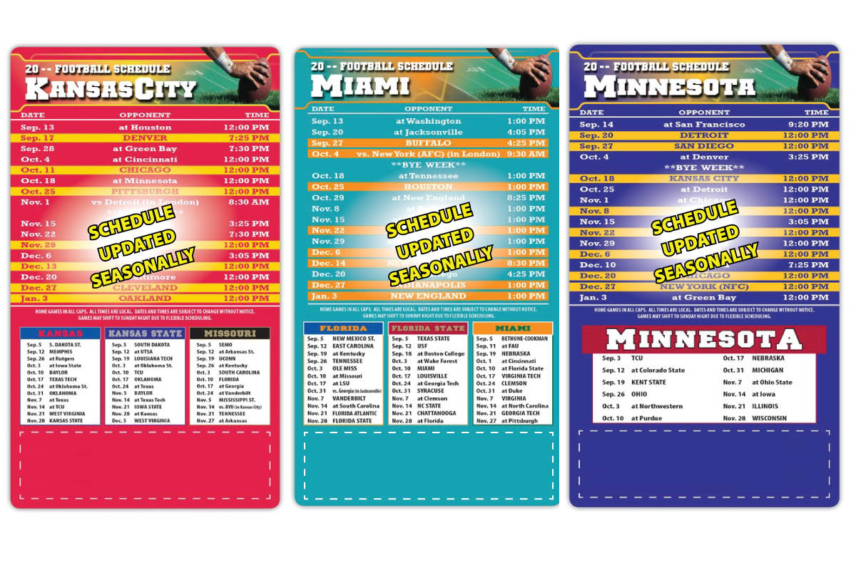 2017 Magnetic Pro Football Schedule (Large) Calendar | 4" x 7 ...