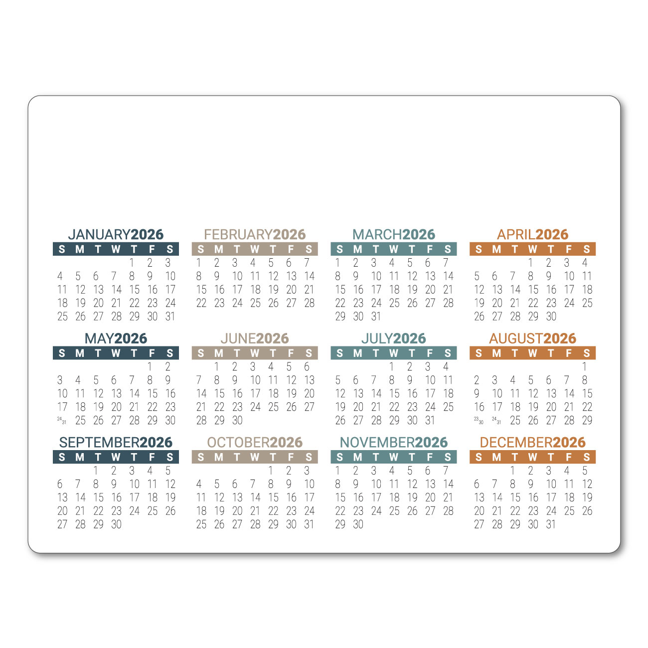 Custom Laminated Card Calendar, 8.5 x 11 | ValueCalendars.com
