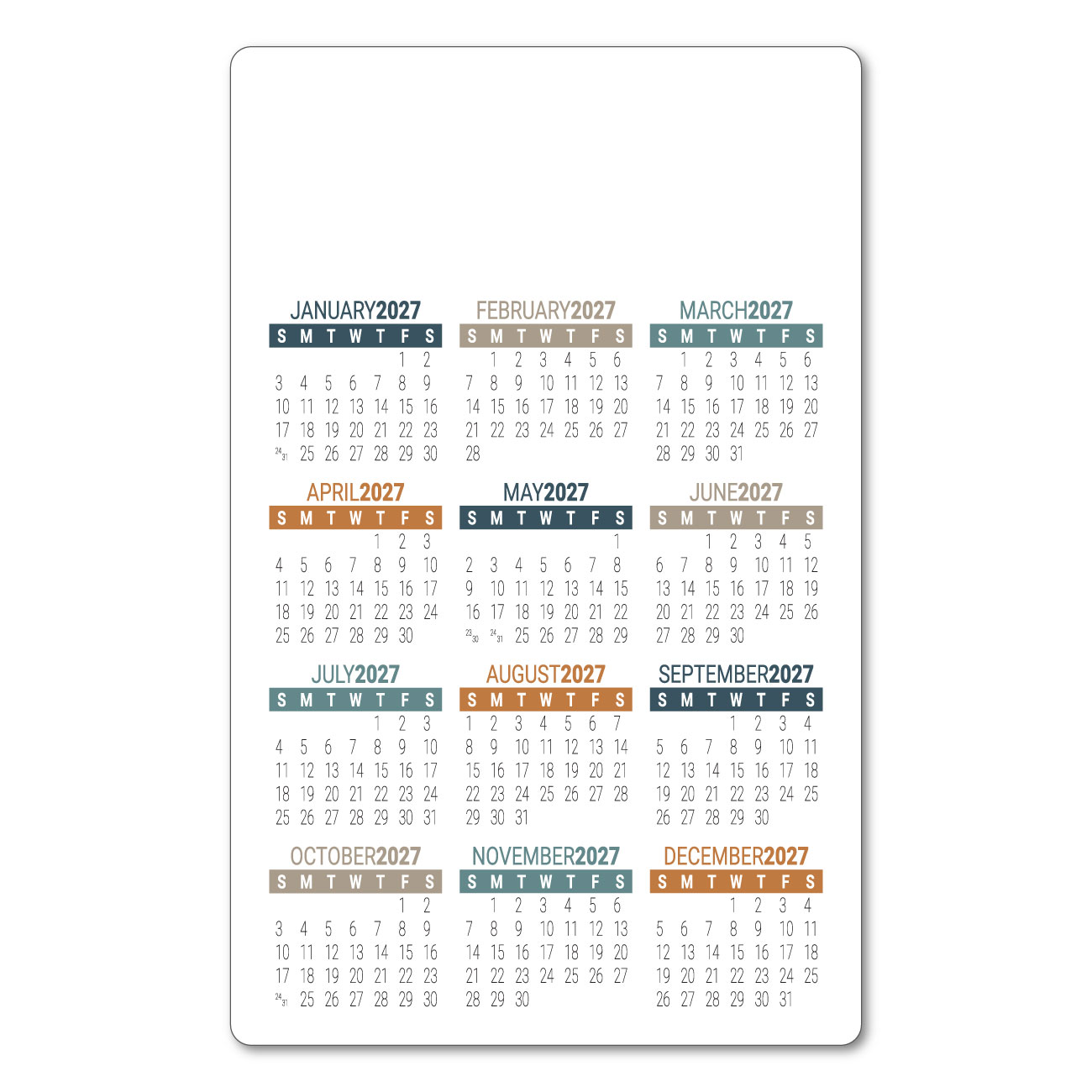 Custom Laminated Card Calendar, 5.25 x 8.5 | ValueCalendars.com