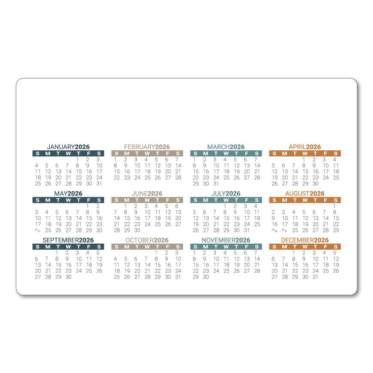 Custom Laminated Card Calendar, 5.25 x 8.5 | ValueCalendars.com
