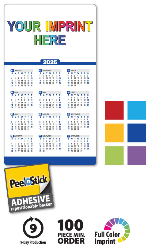 Spark Custom Repositionable Sticky Back Card Calendar, 4 x 7 ...
