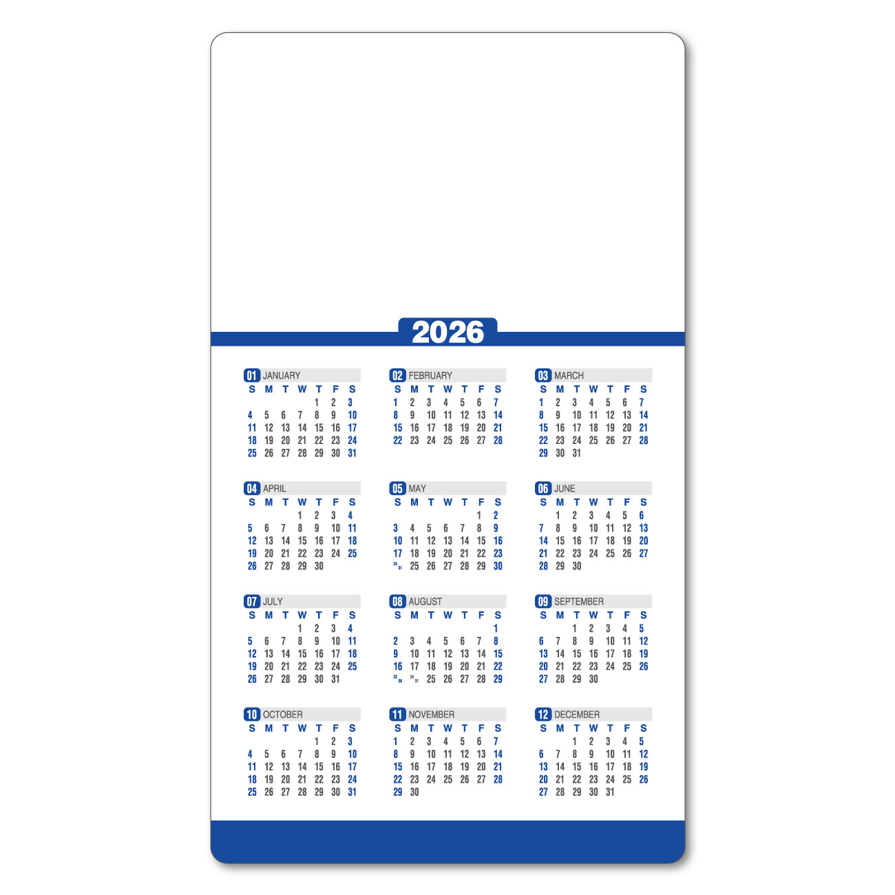 Spark Custom Repositionable Sticky Back Card Calendar, 4 x 7 ...