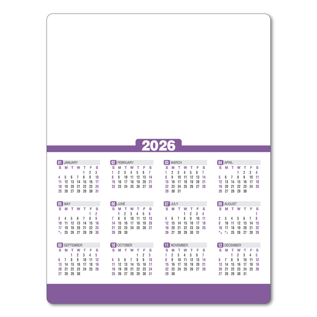 Spark Custom Repositionable Sticky Back Card Calendar, 8.5 x 11 ...