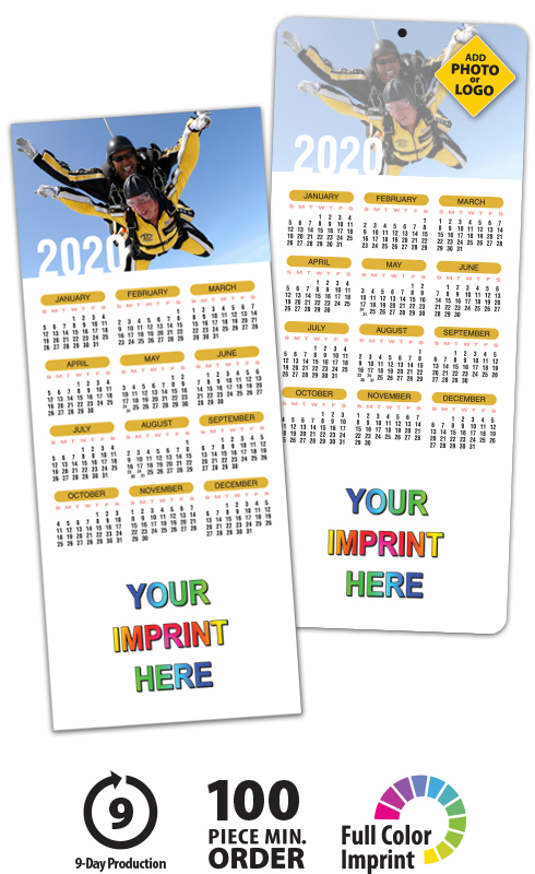 Laminated Card Calendar, 3.5 x 8.5 (Dive) | ValueCalendars.com