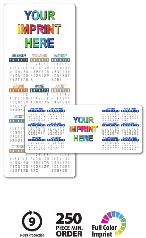 Custom Laminated Card Calendar, 3.5 x 8.5 | ValueCalendars.com