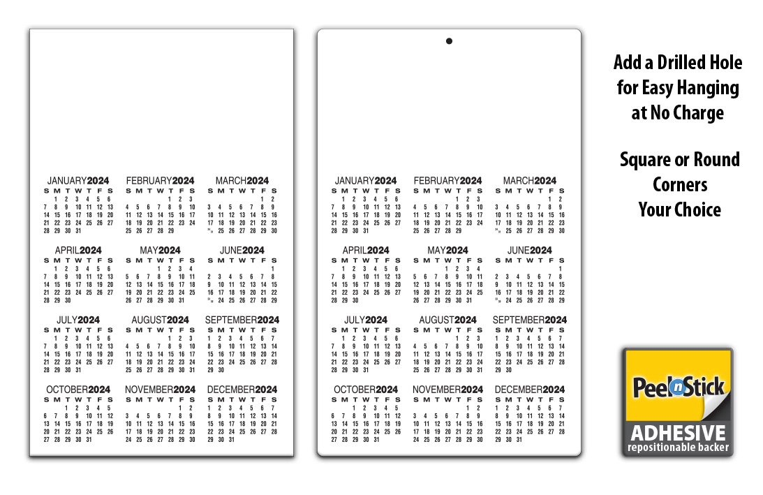 Repositionable Sticky Back Card Calendar, 5.25 x 8.5 | ValueCalendars.com