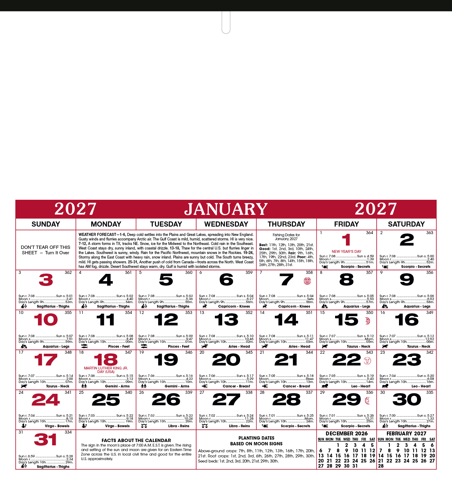 Almanac Calendar, 11.5 x 11 (6-Sheet) | ValueCalendars.com