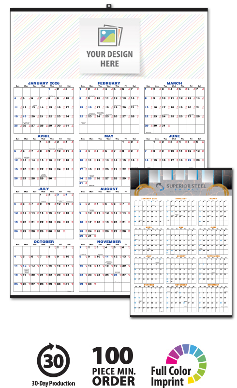 Custom Full Year View Calendar (22x33-5/8) | ValueCalendars.com