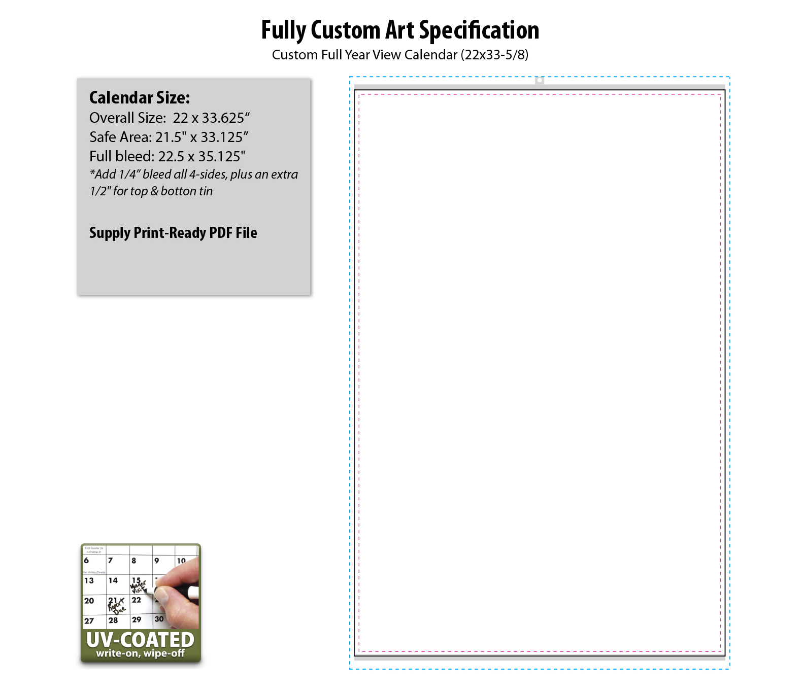 Custom Full Year View Write-On/Wipe-Off Calendar (22x33-5/8 ...