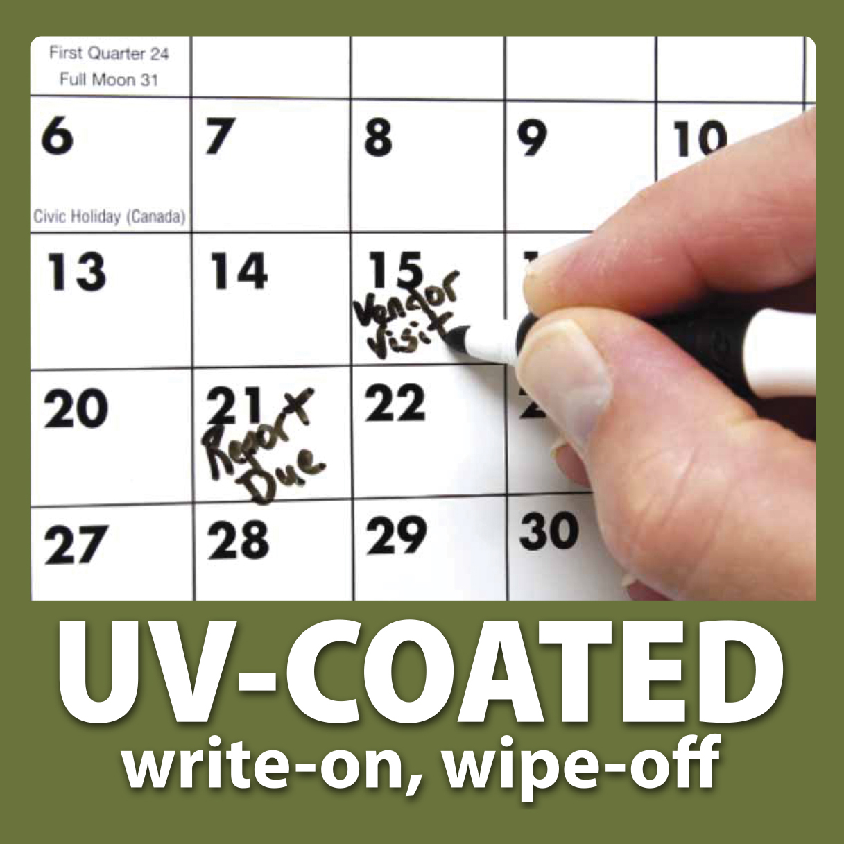 Custom Full Year View Write-On/Wipe-Off Calendar (22x33-5/8 ...
