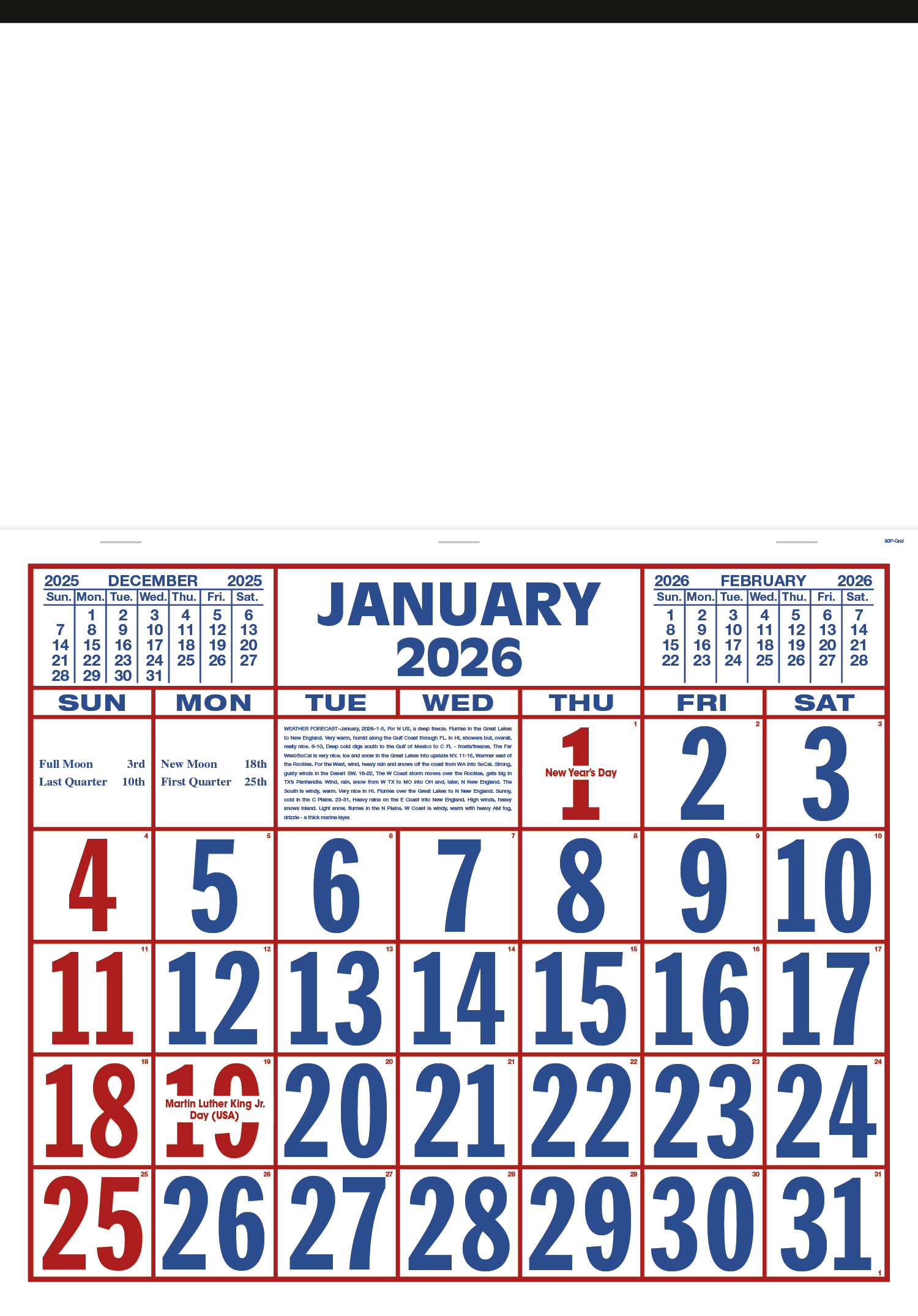 Apron Calendar, 19 x 27.5 (Billboard) | ValueCalendars.com
