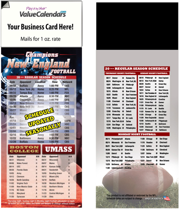 2017 Magnetic Football Schedule (Bulk) Calendar | 3.5" x 9" Magnet Team ...