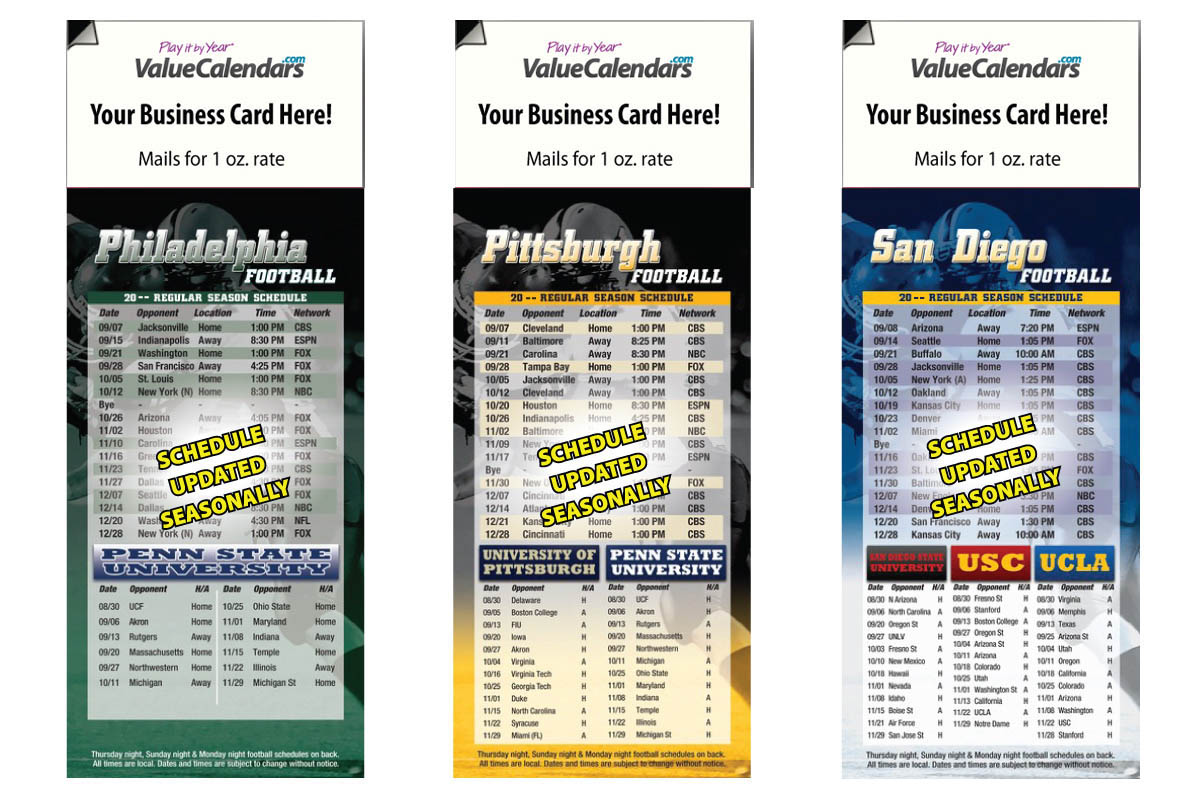 2017 Magnetic Football Schedule (Bulk) Calendar | 3.5" x 9" Magnet Team ...