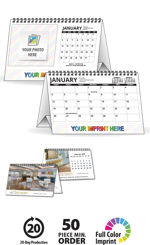 Custom Desk Tent Calendar (4x6, 12-Sheet) | ValueCalendars.com