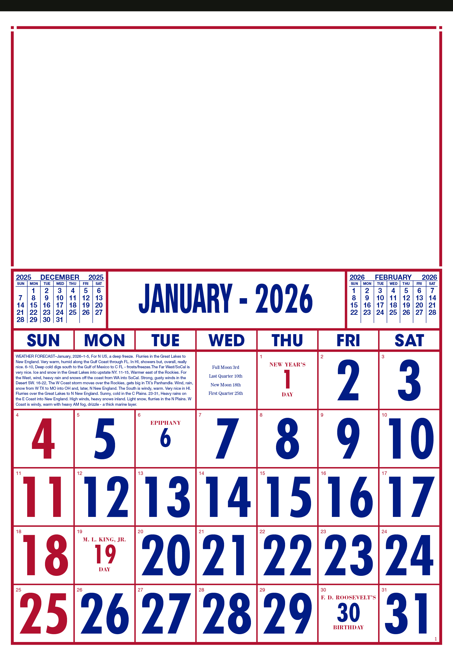 12-Sheet Commercial Calendar, 13 x 19 (Display) | ValueCalendars.com