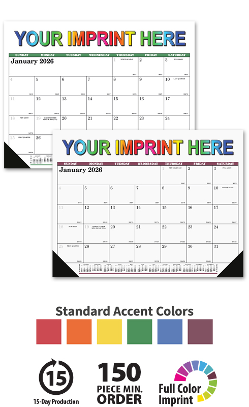 Flex Desk Pad Calendar, Top Ad (Accent) | ValueCalendars.com