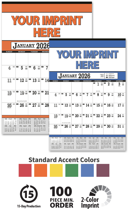 Contractor's Calendar, 13 x 19 (Accent) | ValueCalendars.com