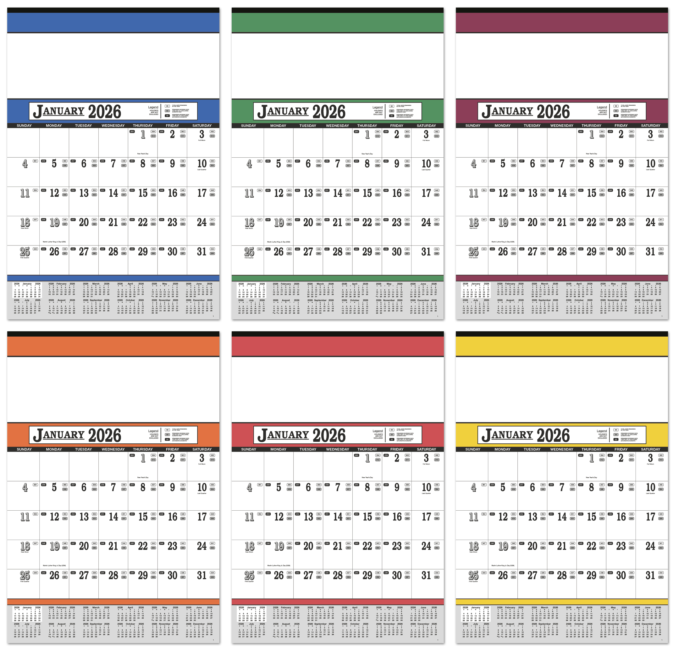 Contractor's Calendar, 13 x 19 (Accent) | ValueCalendars.com