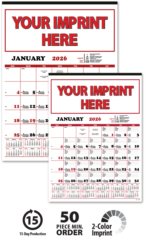 Contractor's Calendar, 19 x 26 (Memo) | ValueCalendars.com