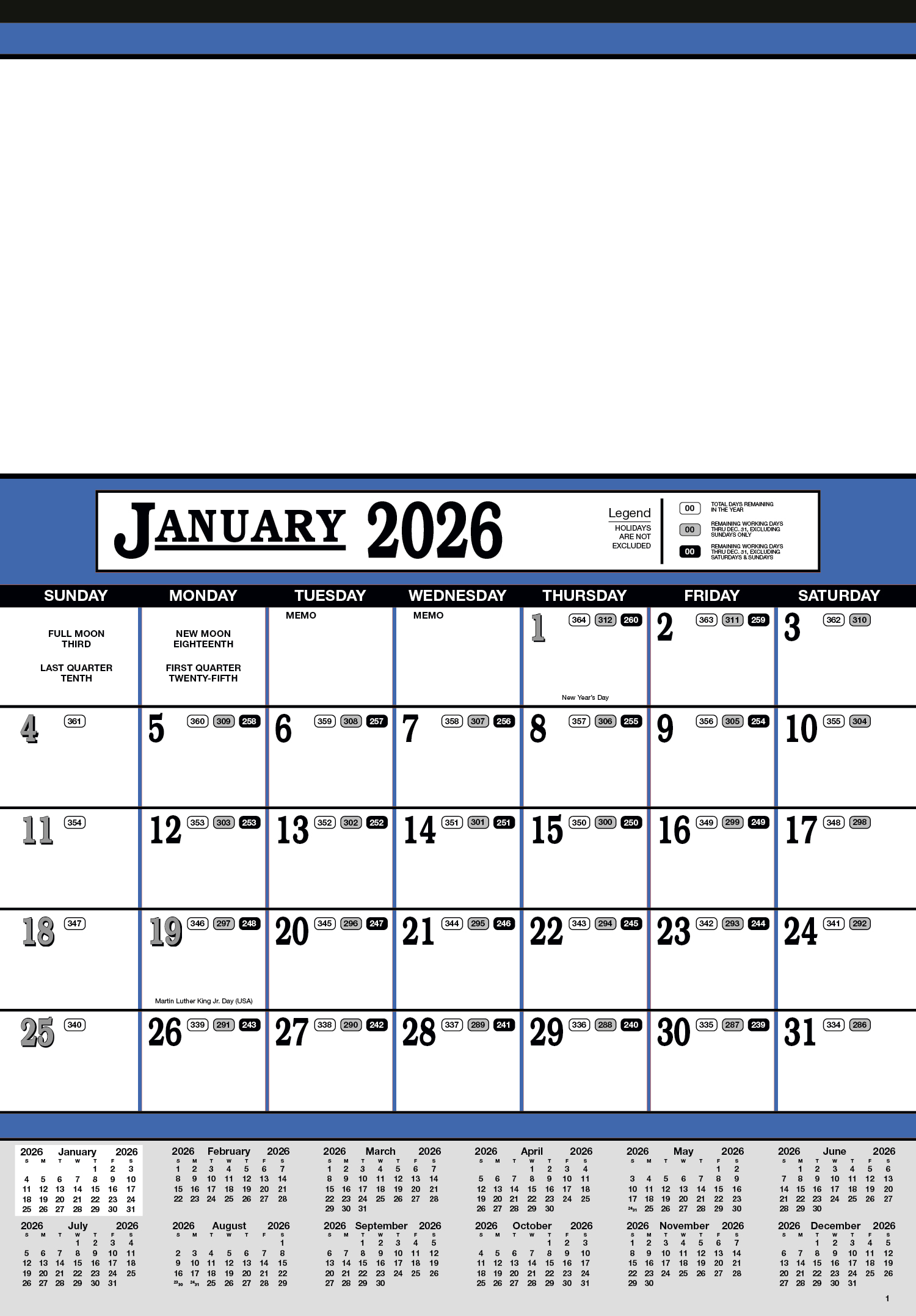 Contractor's Calendar, 19 x 27 (Billboard Accent) | ValueCalendars.com