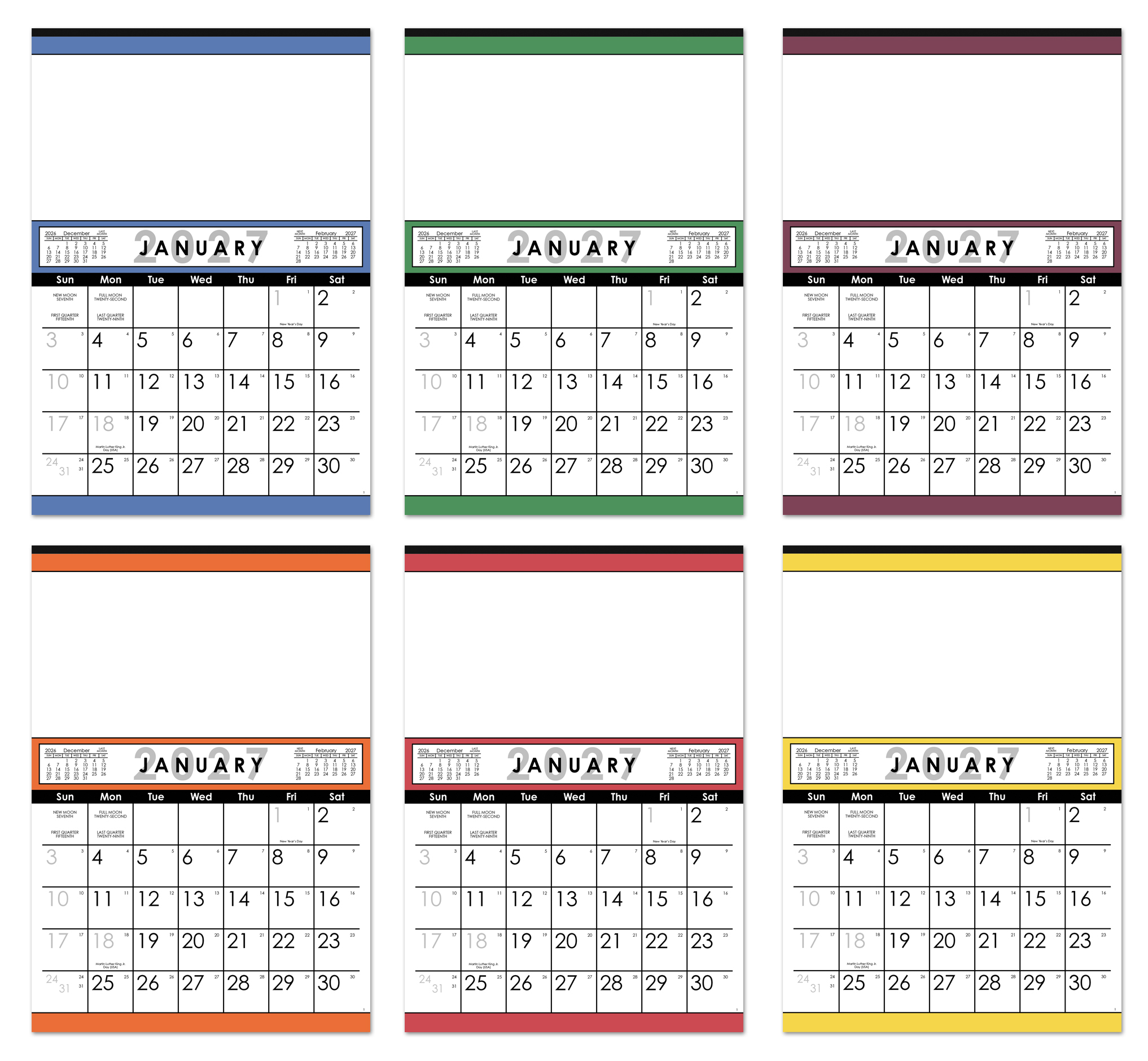 12-Sheet Commercial Calendar, 19 x 27 (Accent) | ValueCalendars.com