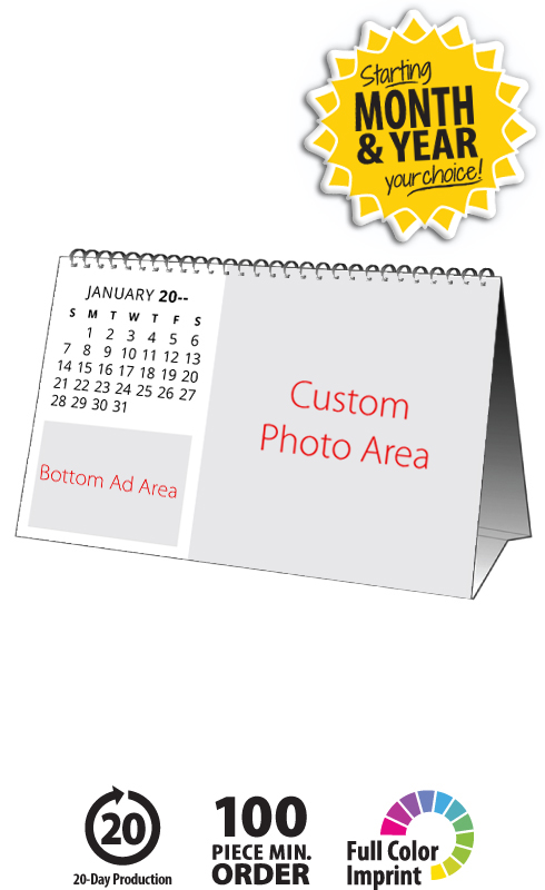 2018 Custom 12-Photo, Mid-Size Desk Tent Calendar | Custom Printed Desk ...
