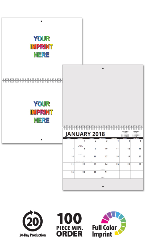 2018 Custom 12-Photo, Wall Calendar (Twin-Loop) | Large Full Color ...