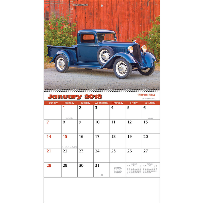 2018 Antique Truck Spiral Calendar | 10-1/2" x 18-1/4" Personalized Old ...