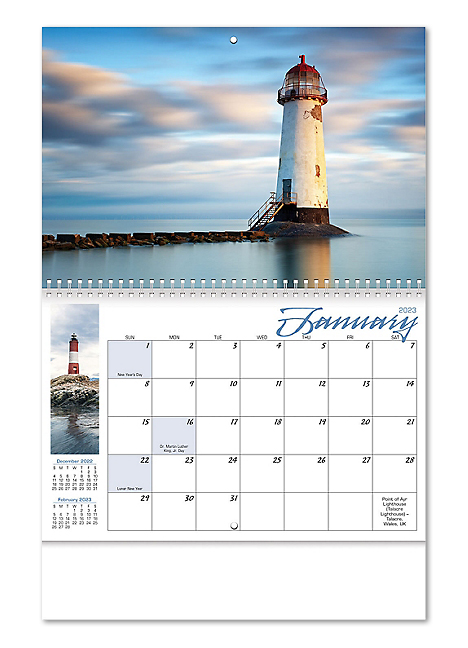 Lighthouses Calendar | ValueCalendars.com