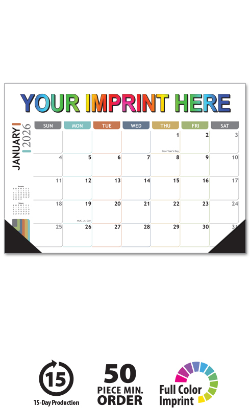 Vista Desk Pad Calendar, Modern (17x12, Color) | ValueCalendars.com