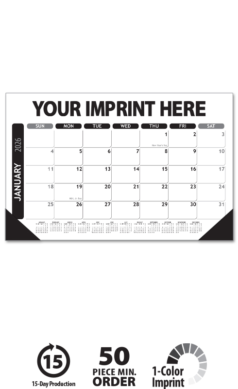 Vista Desk Pad Calendar, Classic (17x11, Black) | ValueCalendars.com