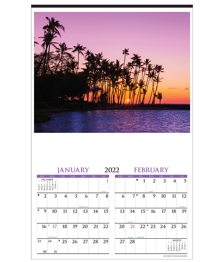 Dawn to Dusk 6-Sheet Executive Calendar | ValueCalendars.com