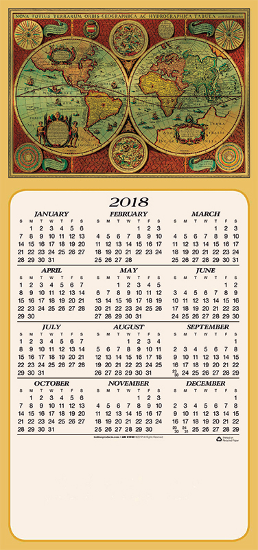 2018 Around the World Calendar | 7-3/4" x 16-1/2" Promotional Z-Fold ...