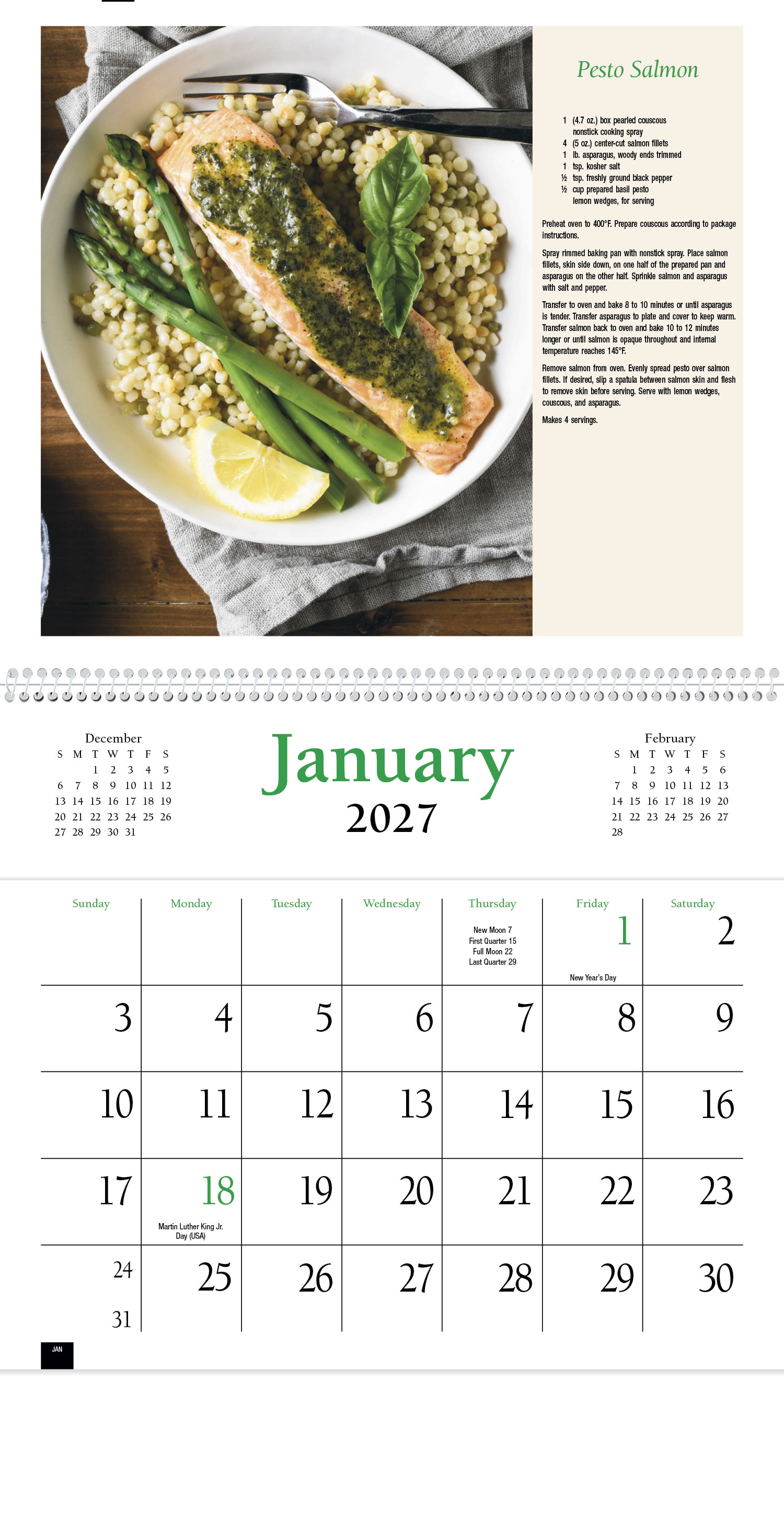 Recipe Pocket Wall Calendar | ValueCalendars.com