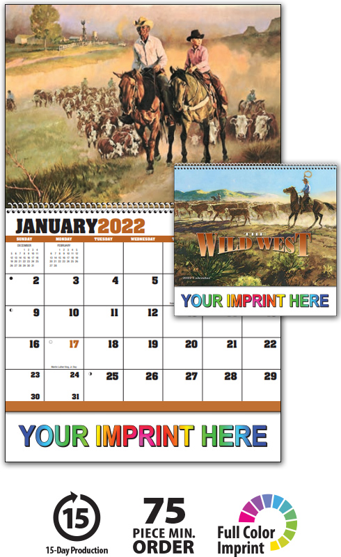 2021 Wild West (Spiral) Calendar | 10-7/8" x 18" Spiral Bound; Drop Ad ...