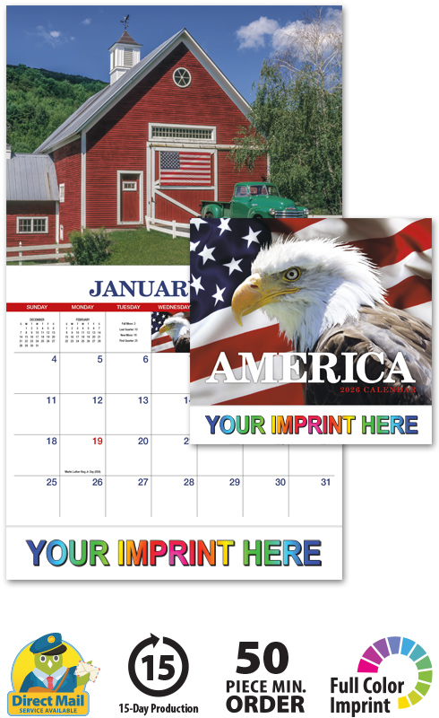2026 Patriotic America Promotional Wall Calendar | 10-7/8" x 18 ...