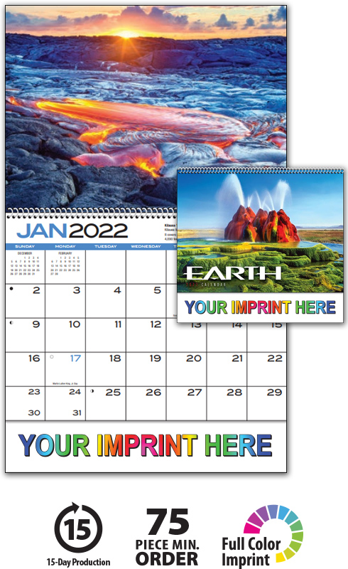 2023 Earth (Spiral) Wall Calendar | 10-7/8" x 18" Custom Imprinted ...
