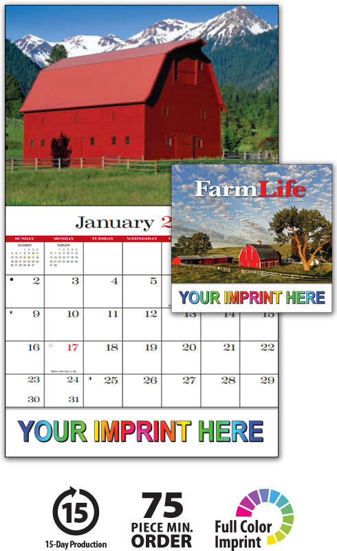 Farm Life Spiral Calendar | ValueCalendars.com