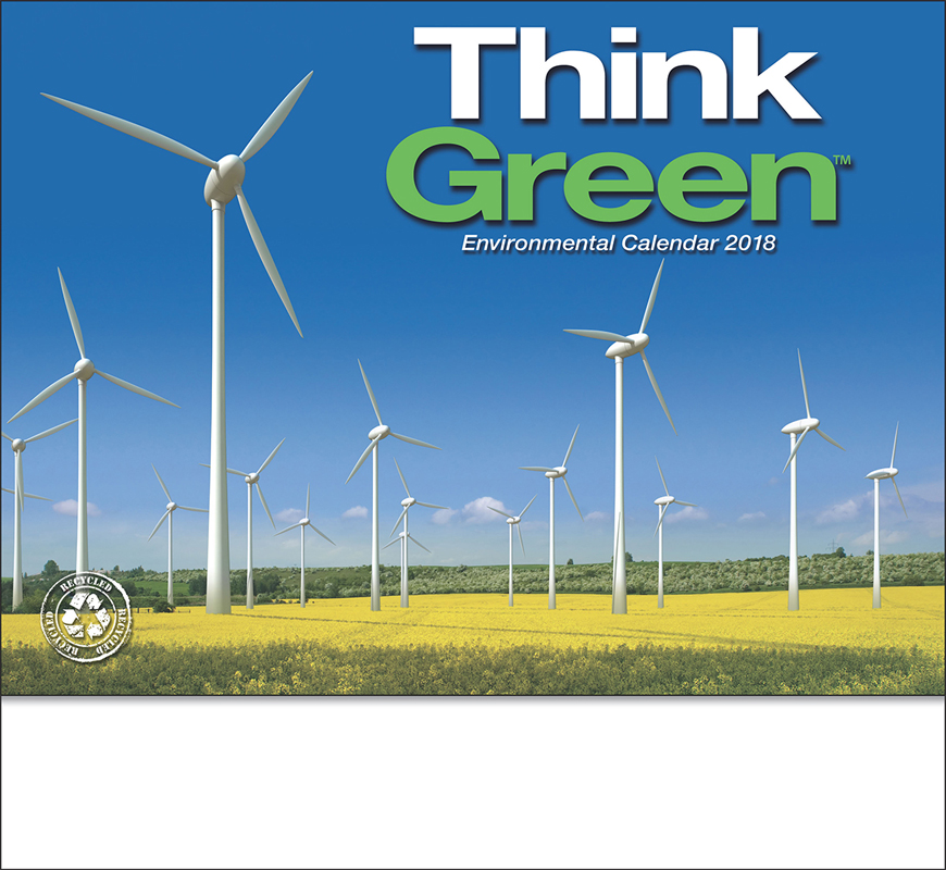 2018 Think Green Calendar | 10-7/8" x 18" Promotional Staple Bound ...
