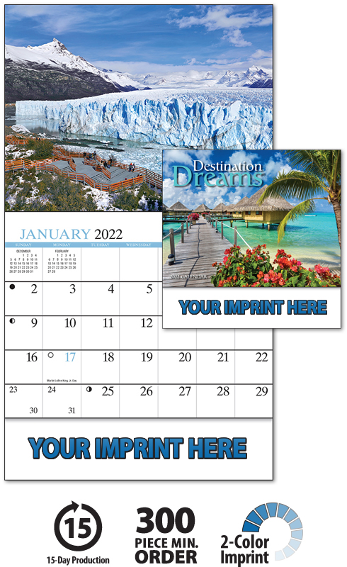 Destination Dreams Mini Wall Calendar | ValueCalendars.com