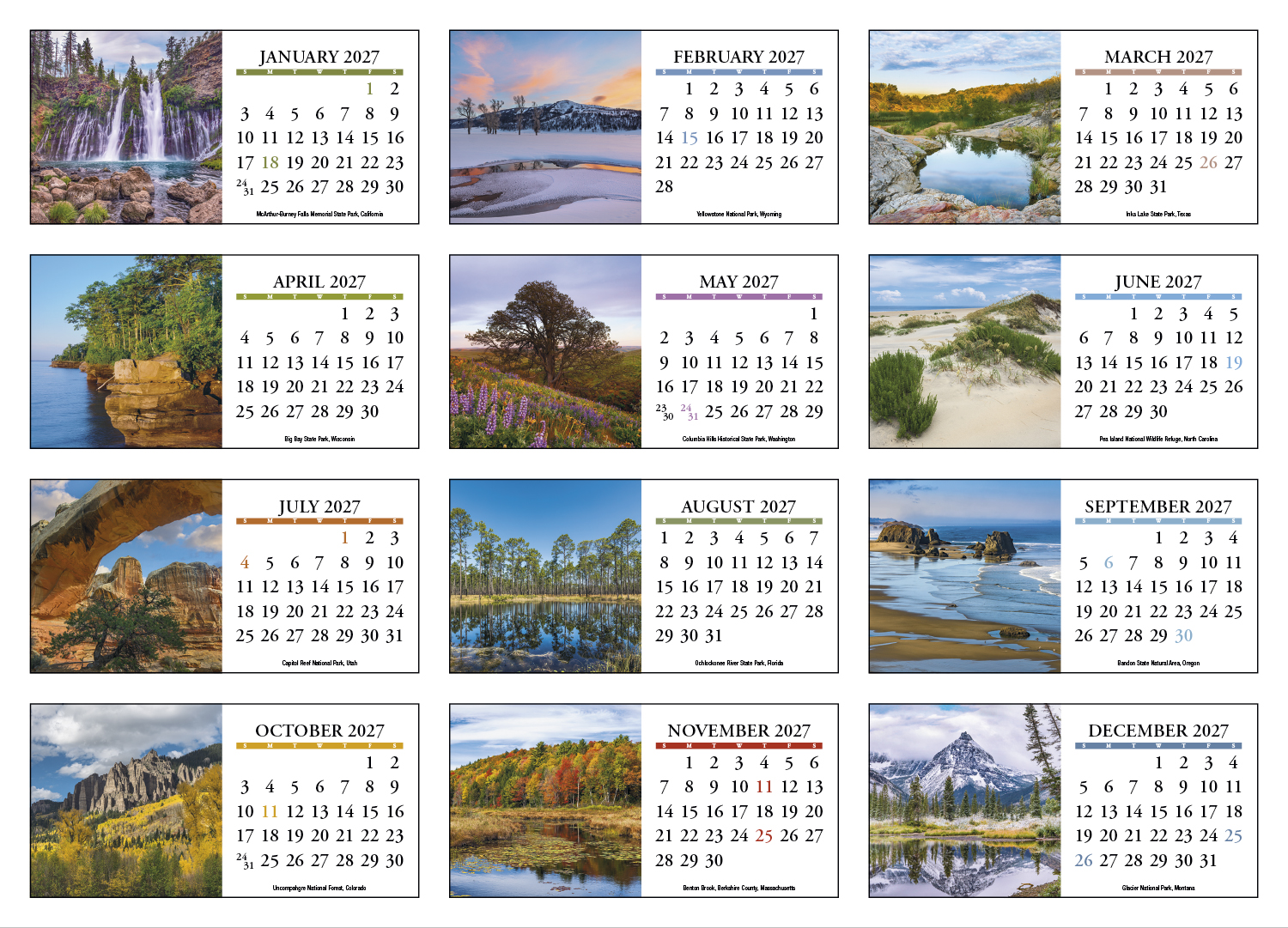 Scenic America Desk Tent Calendar | ValueCalendars.com