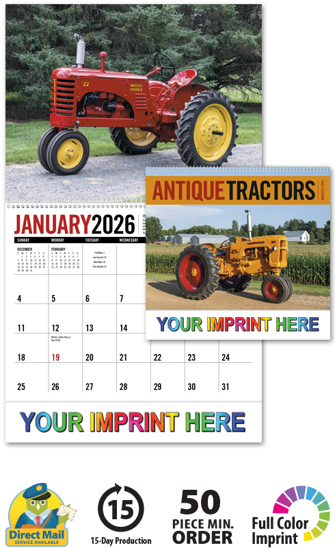 2026 Antique Tractors Calendar | 11" X 19" Imprinted Spiral Bound; Drop ...