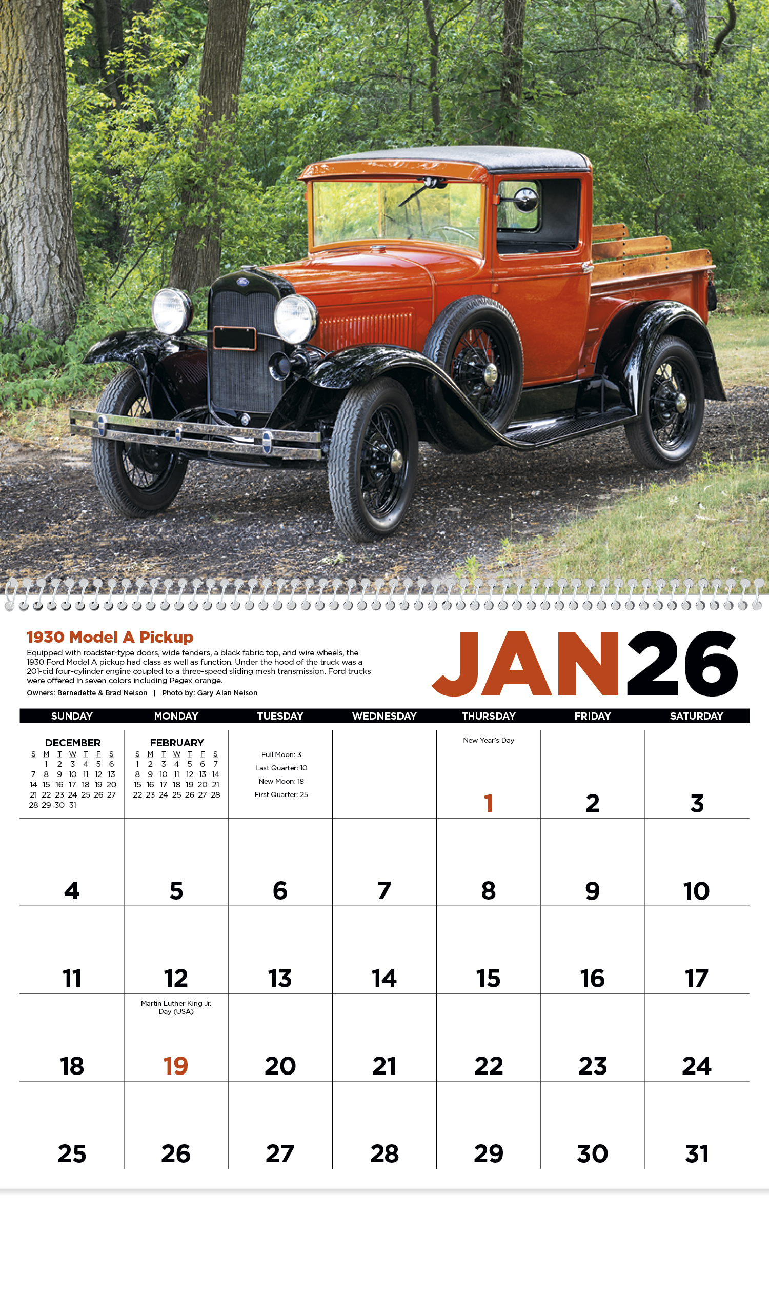 Antique Trucks Spiral Calendar | ValueCalendars.com