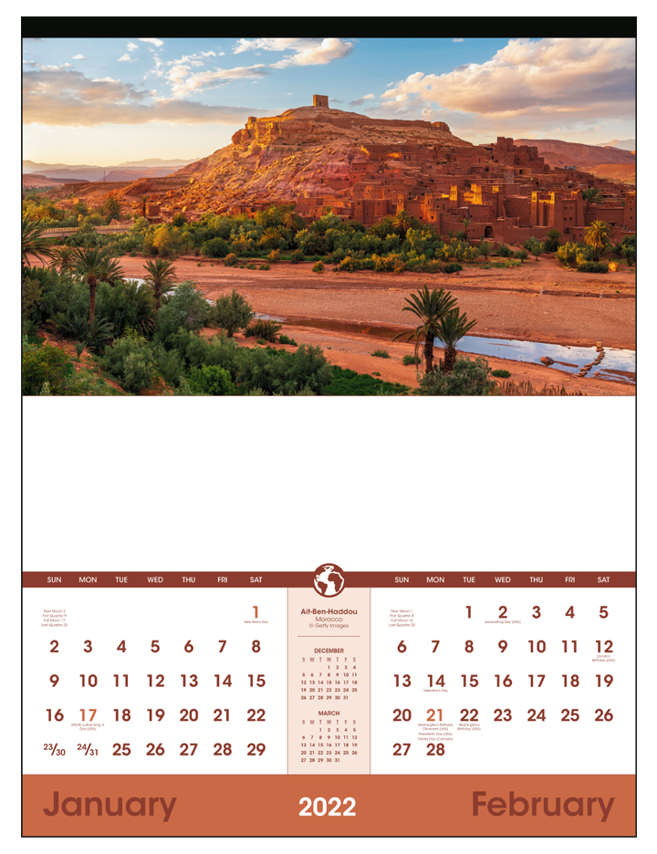 2022 World Scenic (6-Sheet) Calendar | 17" x 23" Imprinted 6-Sheet ...